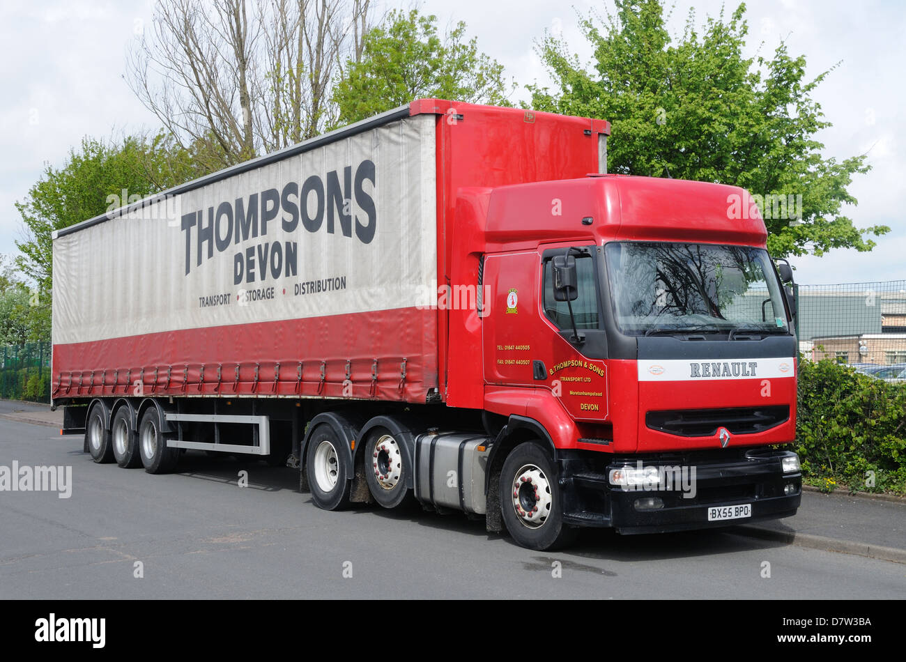 A Renault tractor unit and trailer in the livery of B. Thompson & Sons ...