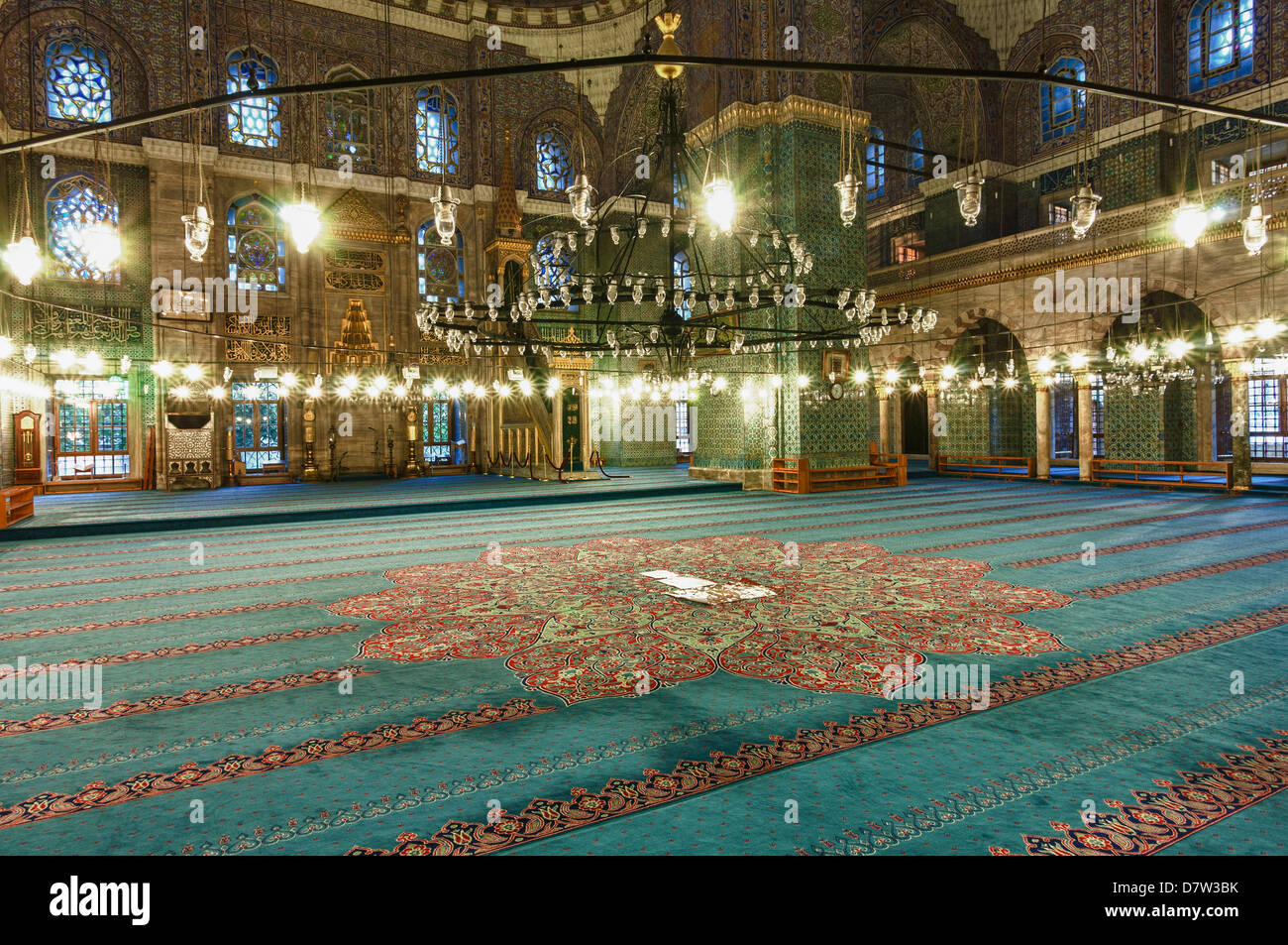 Interior of Yeni Cami (New Mosque), Istanbul Old city, Turkey Stock ...