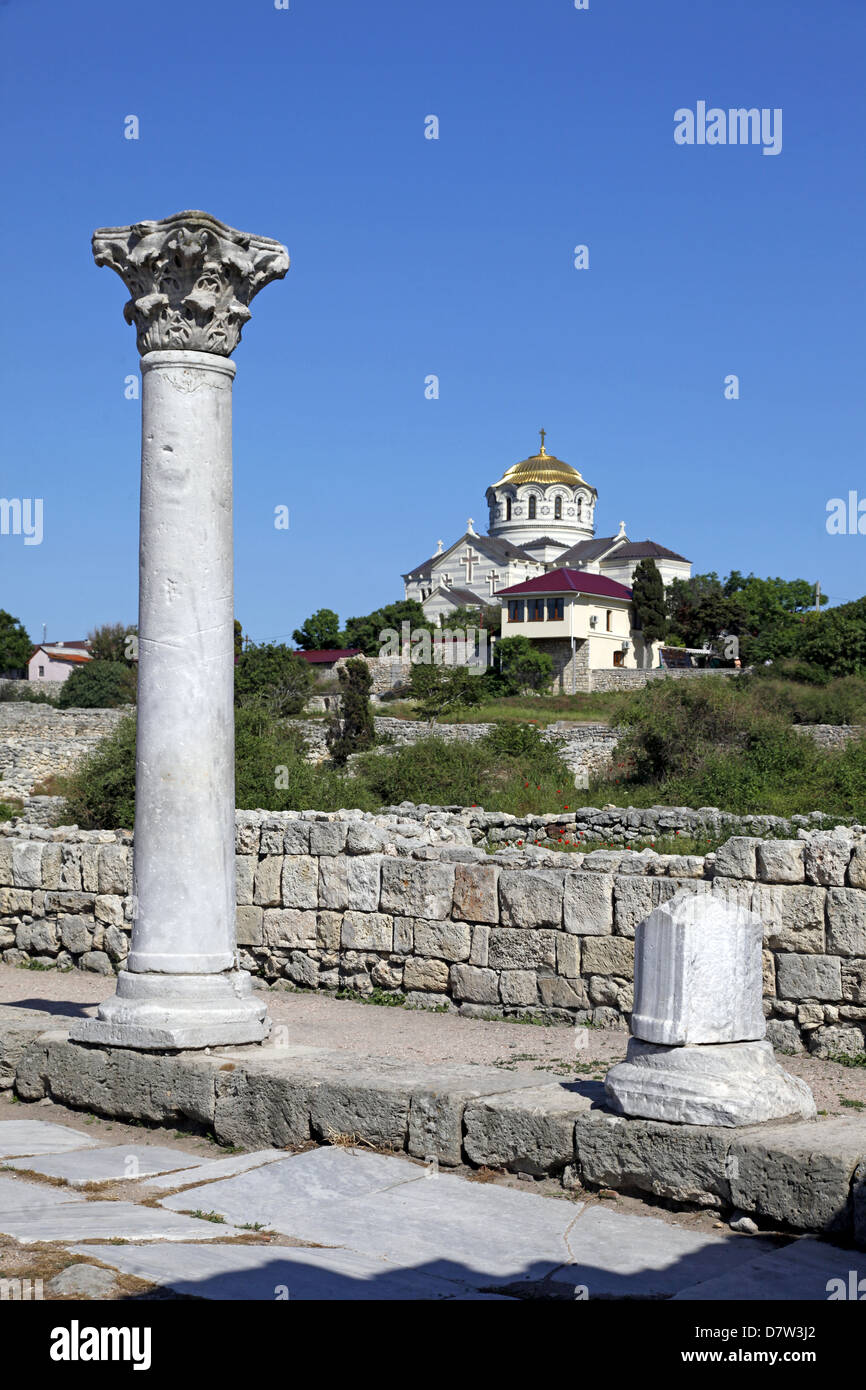 ANCIENT RUINS & SAINT VLADIMIR CATHEDRAL CHERSONES SEVASTOPOL UKRAINE ...