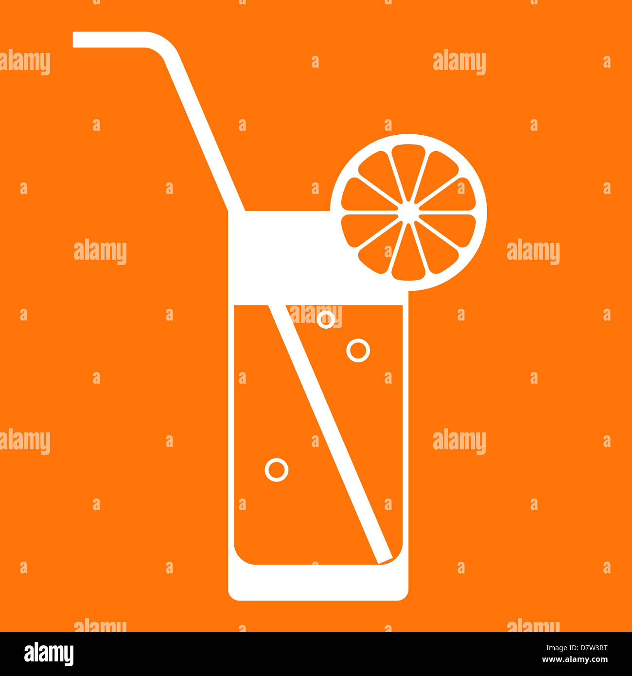 Orange juice glass with drinking straw Stock Photo - Alamy