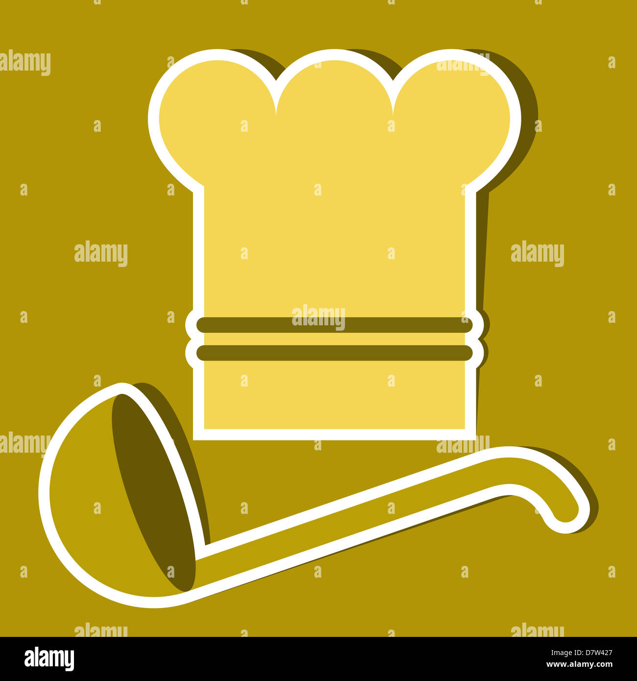 Chef`s hat and ladle. Kitchen symbols Stock Photo - Alamy