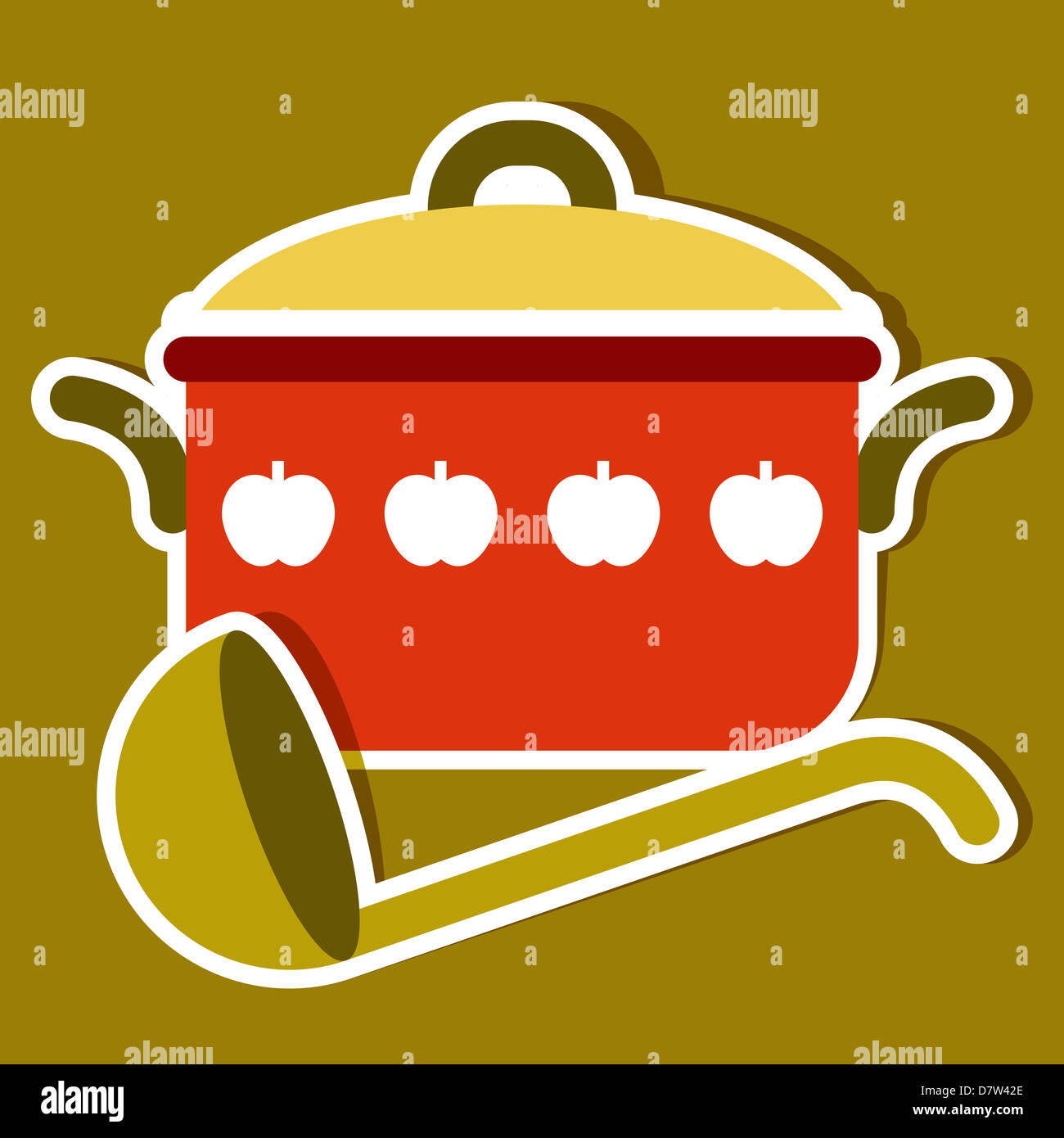 Cooking pot and ladle. Kitchen symbols Stock Photo - Alamy