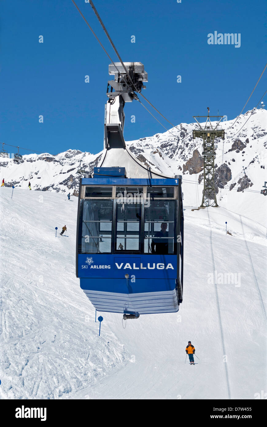 The Valluga cable car, St Anton, in the Tyrol region of Austria Stock ...