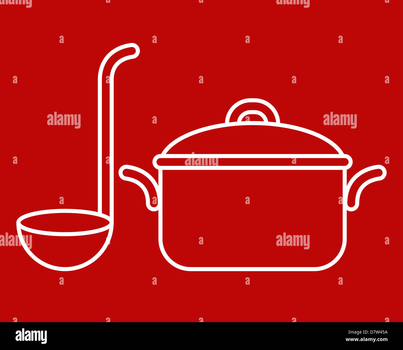 Cooking pot and ladle Stock Photo - Alamy