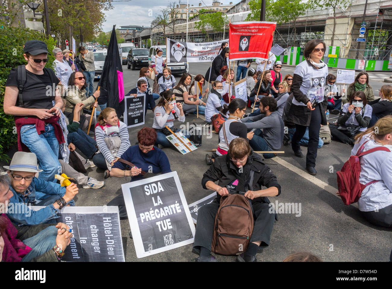 Paris, France, Large Crowd People, Nurses Demonstration, Collective ...