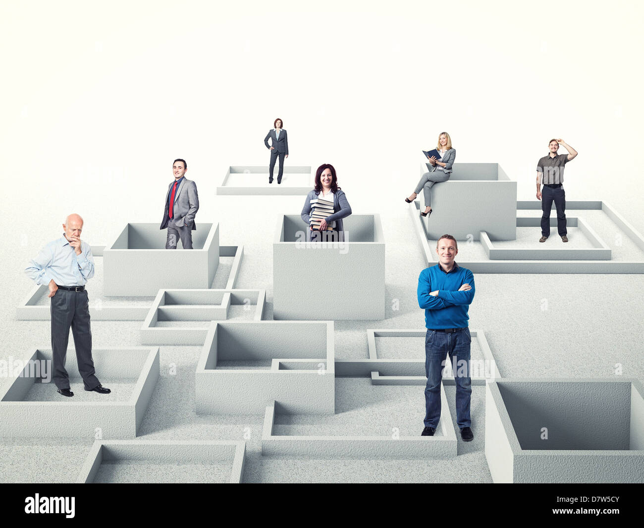 different business people on 3d abstract background Stock Photo - Alamy