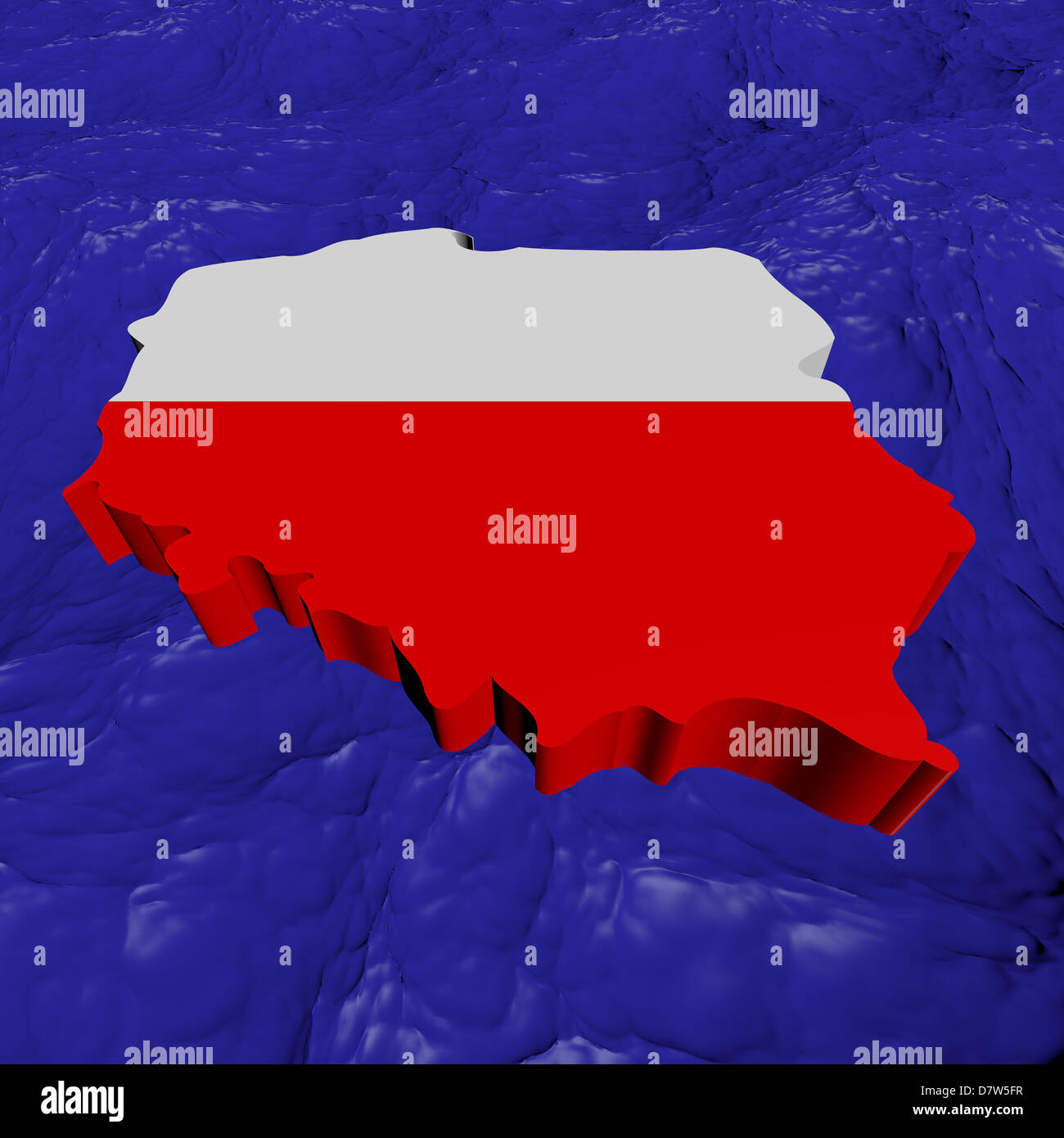 Poland map flag in abstract ocean illustration Stock Photo - Alamy