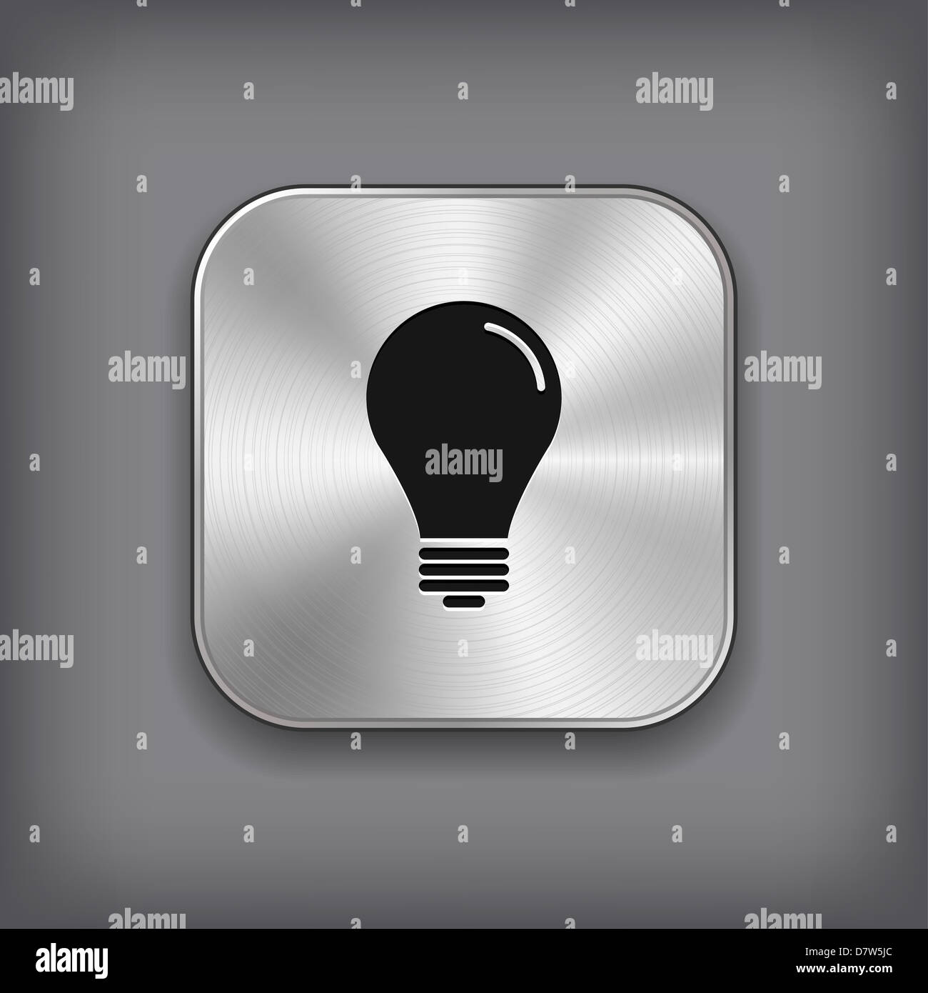 Light bulb icon - metal app button Stock Photo - Alamy
