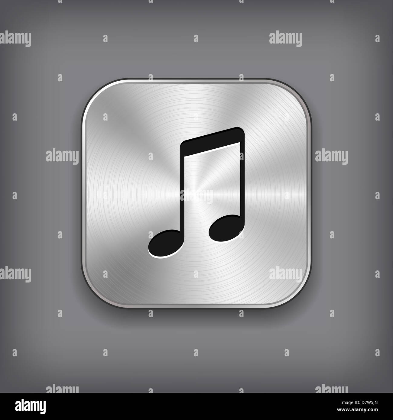 Music note icon - metal app button Stock Photo - Alamy