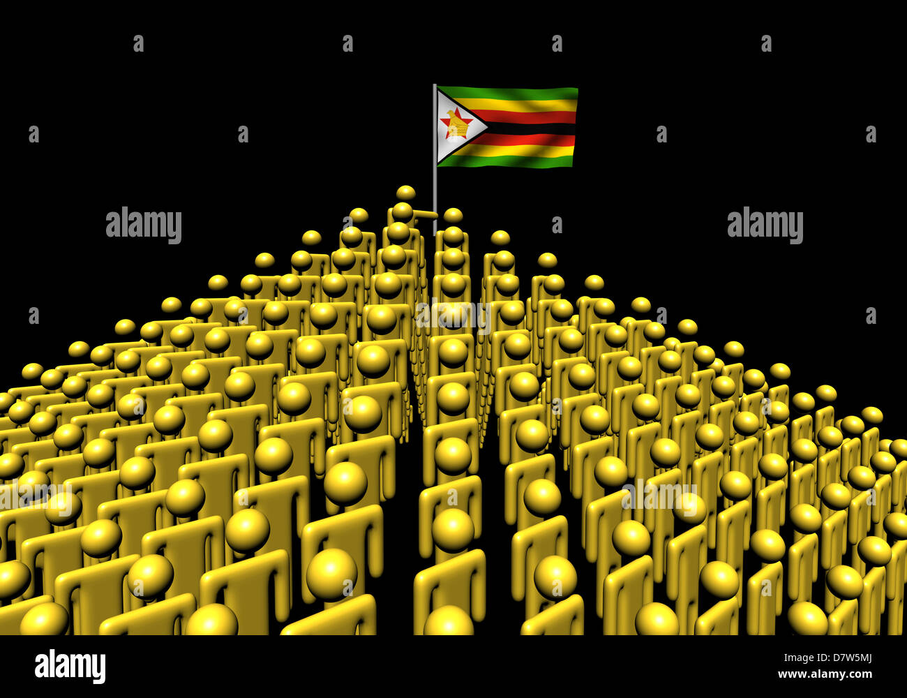 Pyramid of abstract people with Zimbabwe flag illustration Stock Photo ...
