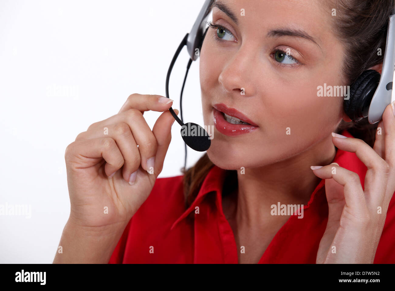 Female call-center worker Stock Photo - Alamy