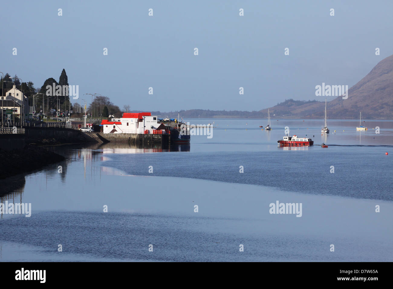 Ferry approaching Crannog Restaurant Fort William Scotland April 2013 ...