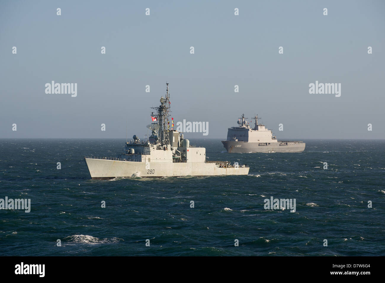 Canadian Destroyer HMCS St John and Dutch Assault Ship HNLMS Rotterdam ...