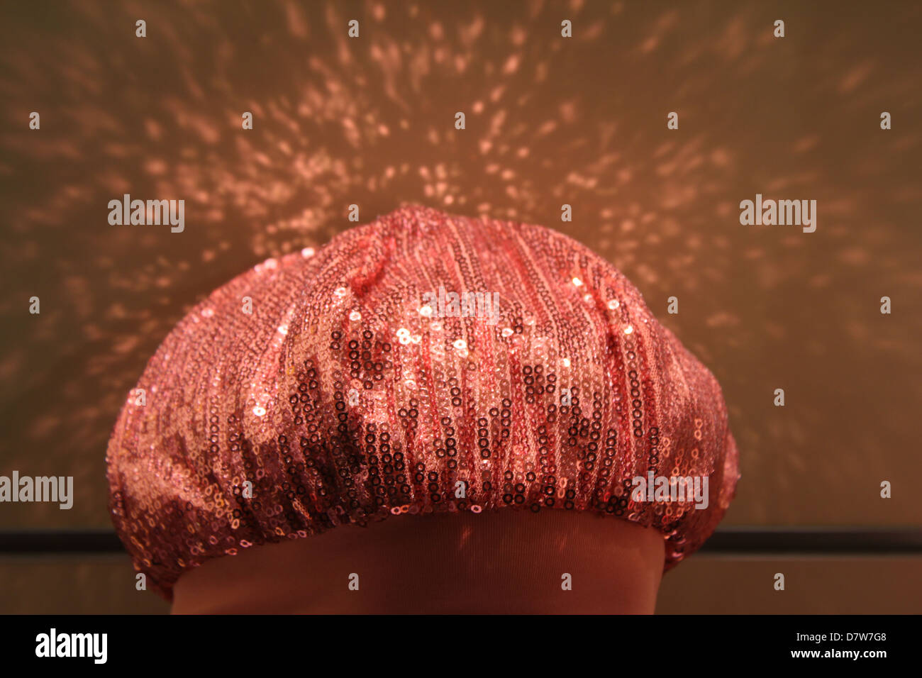 red glitter hat cap in shop window in lucca, tuscany, italy Stock Photo ...