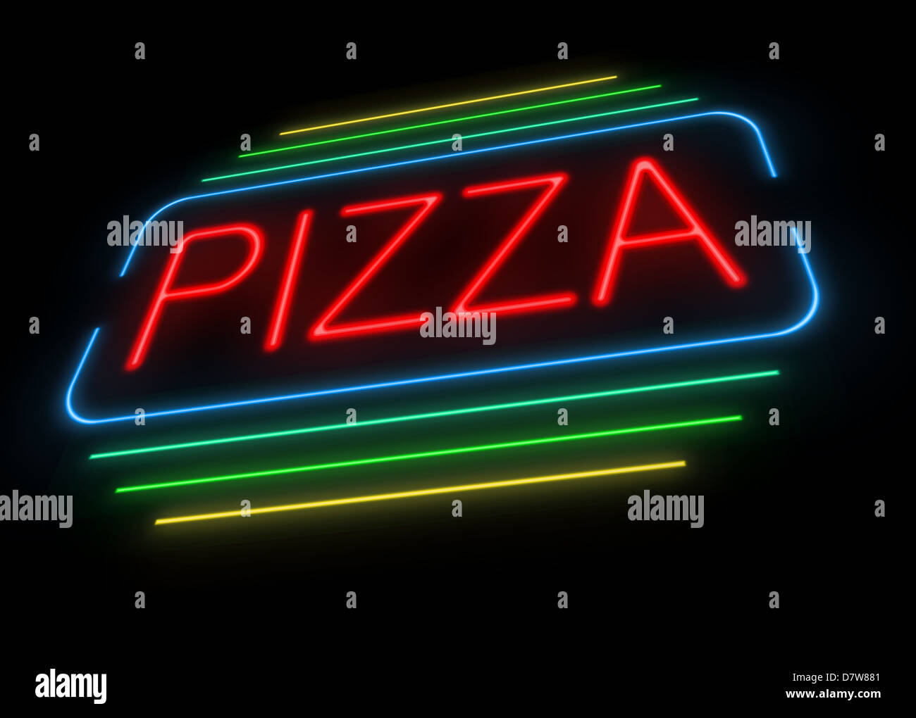 Red illuminated pizza sign hi-res stock photography and images - Alamy