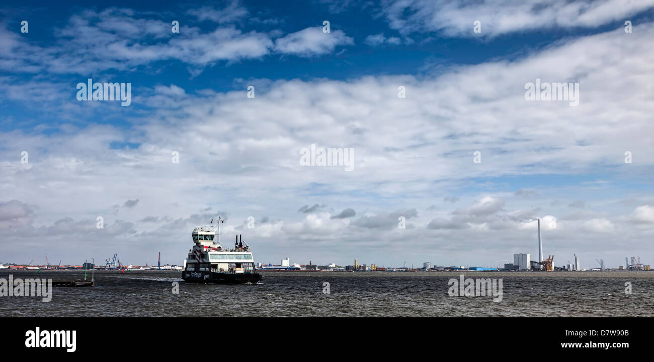 Panorama of Esbjerg oil harbor with the ferry to Fano, Denmark Stock ...