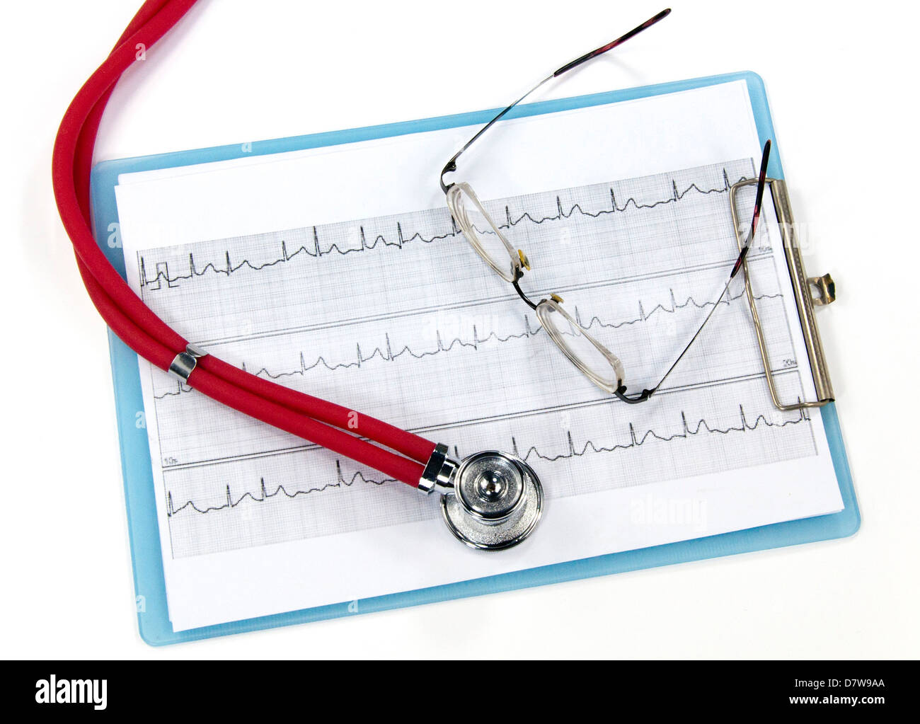 Stethoscope with ecg chart Cut Out Stock Images & Pictures - Alamy