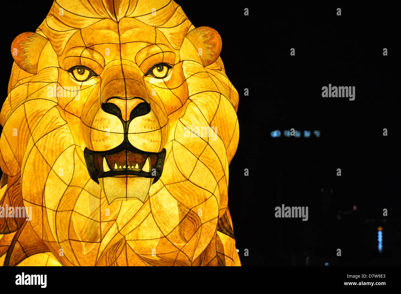 Illuminated float in the shape of a lion - one of many on show during ...