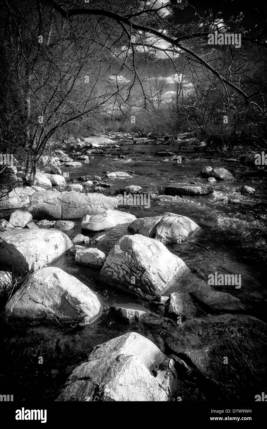 Streaming stream brook river Black and White Stock Photos & Images - Alamy