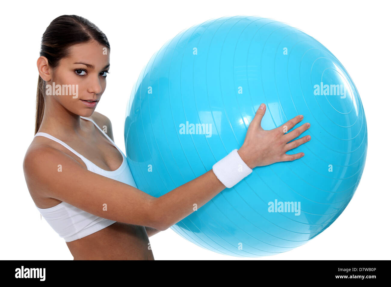 Girl with blue ball Stock Photo - Alamy