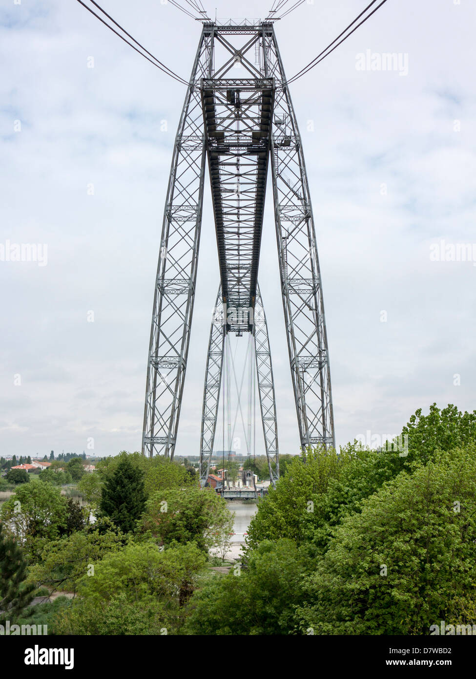 A view of the historic Transporter bridge crossing the Charente river ...