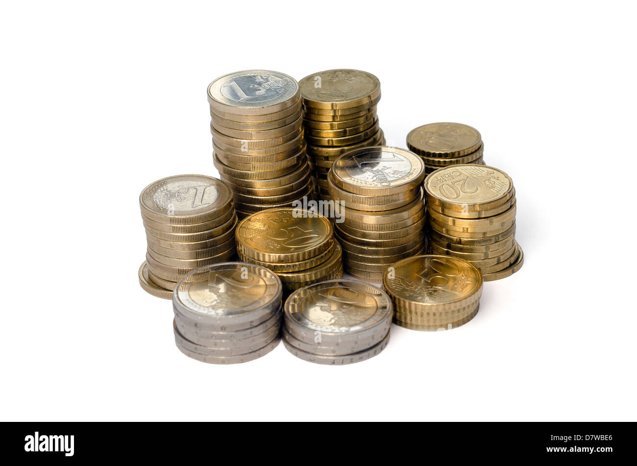 Golden coins isolated on white background Stock Photo - Alamy