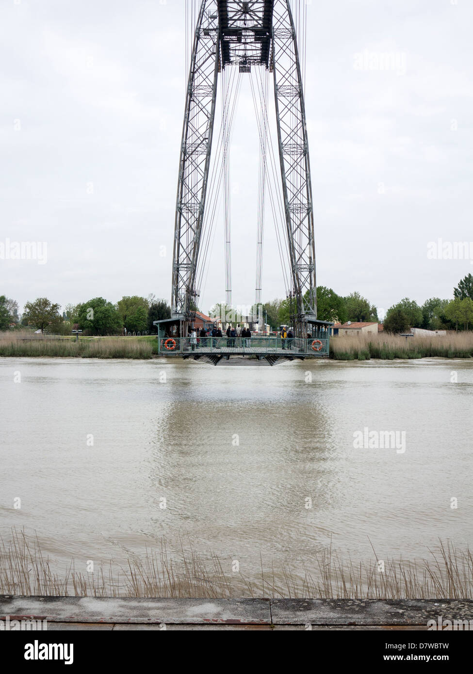 A view of the historic Transporter bridge crossing the Charente river ...