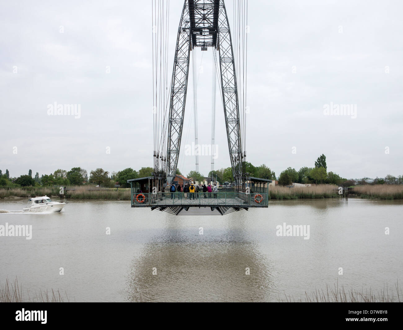 A view of the historic Transporter bridge crossing the Charente river ...