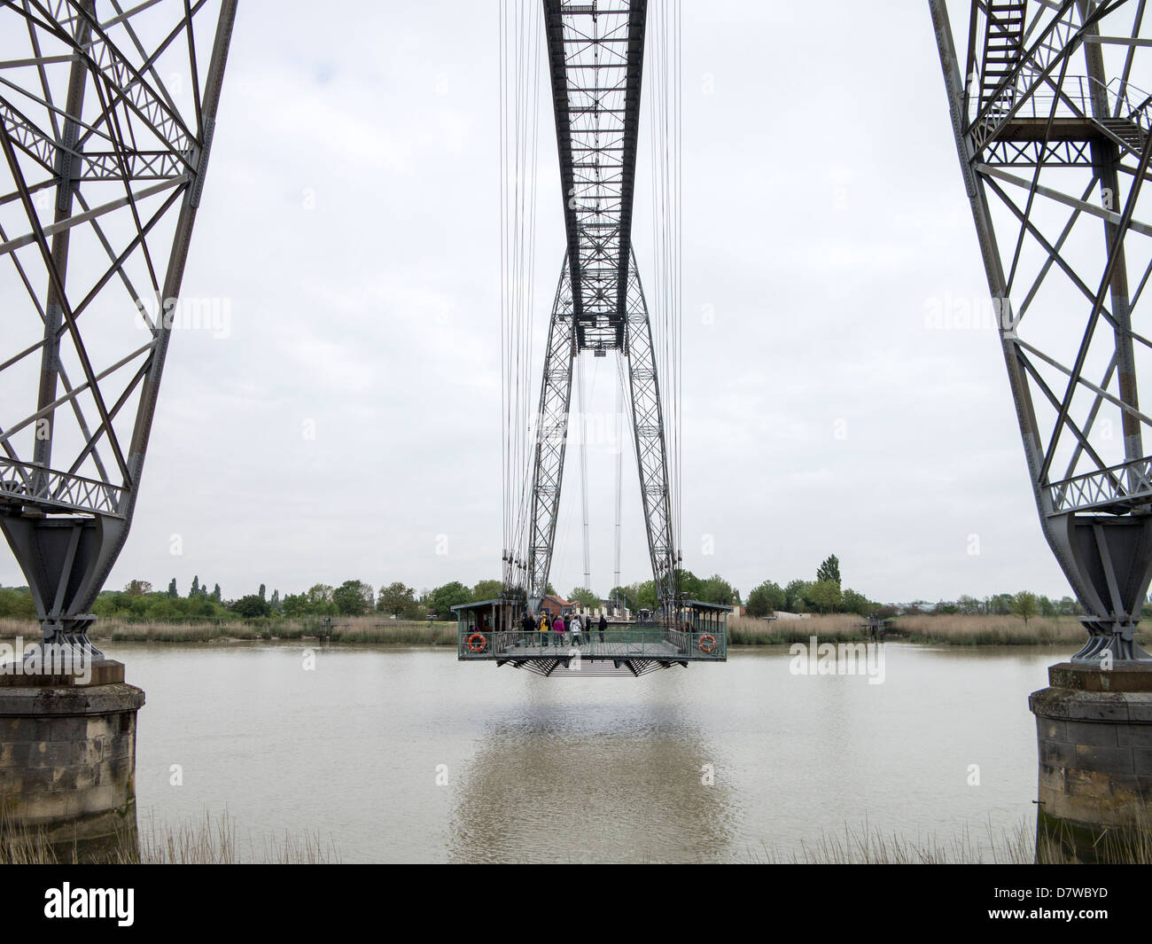A view of the historic Transporter bridge crossing the Charente river ...
