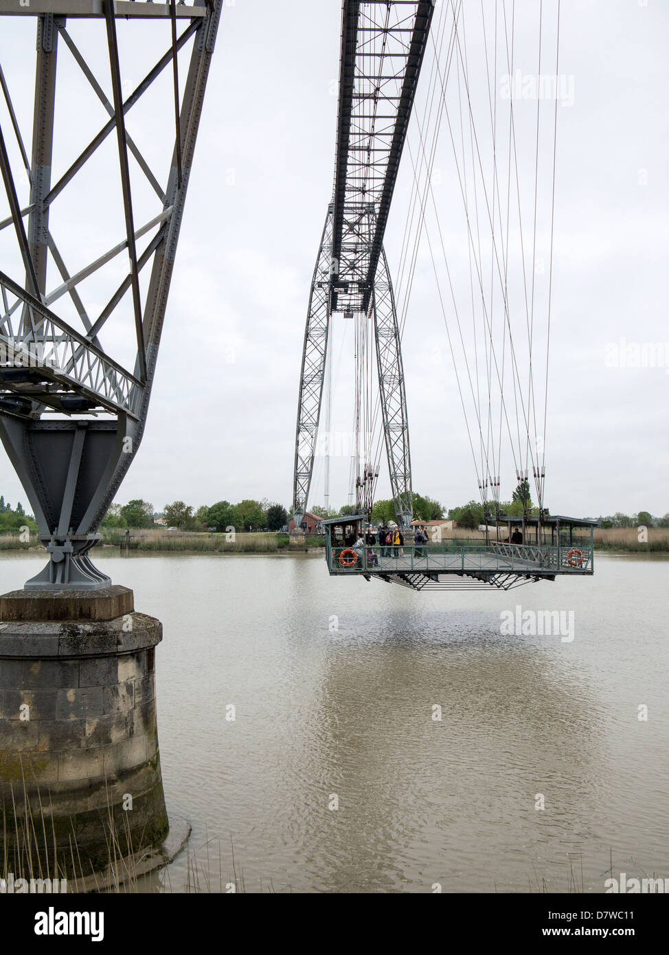 A view of the historic Transporter bridge crossing the Charente river ...