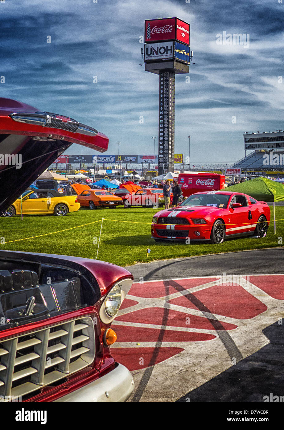 The semi annual car show at Lowes Speedway. The scoring tower and ...
