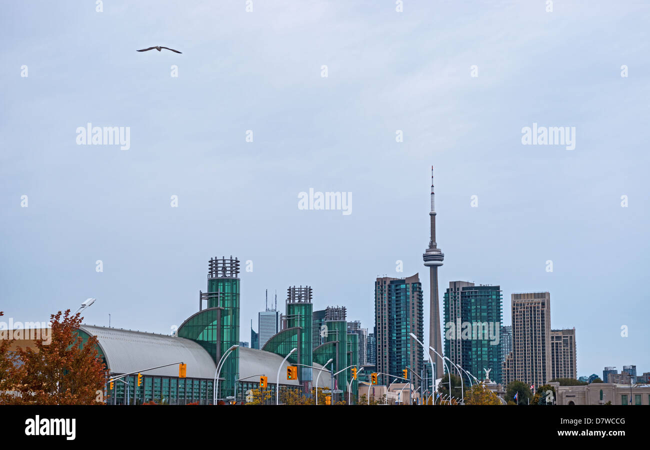 Wide angle photo of Toronto skyline and the convention center at ...