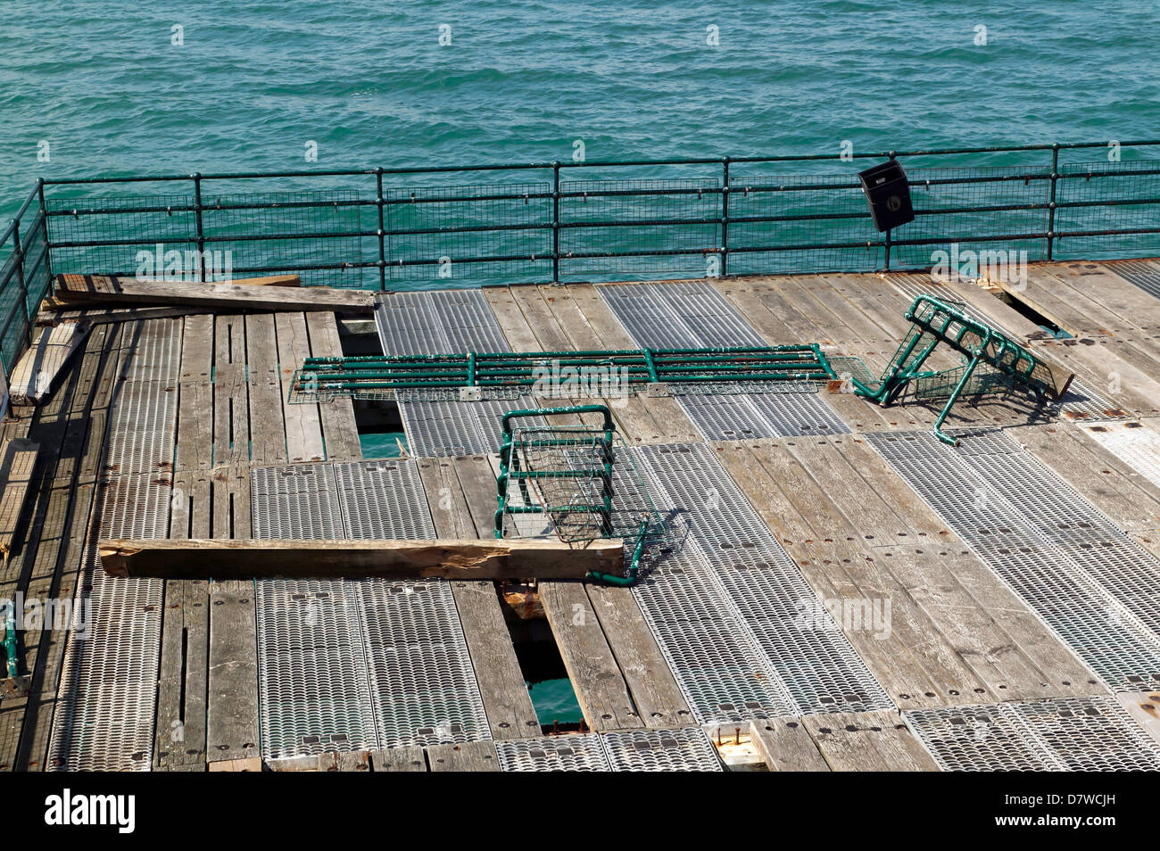 A bad storm on Friday, March 15, 2013, caused damage to the lower deck ...