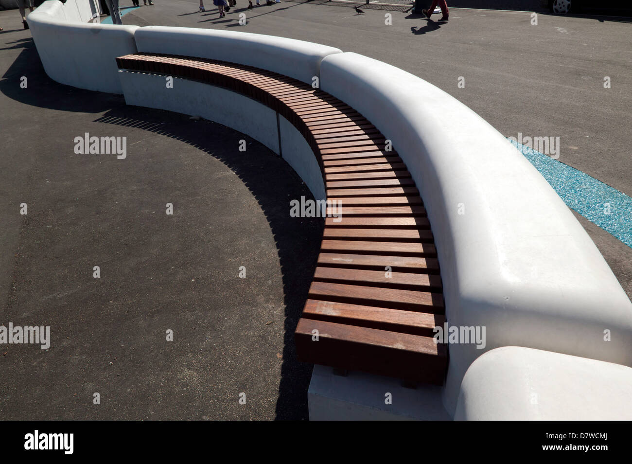 Benching built in to the new wave wall, part of the new flood defencs ...