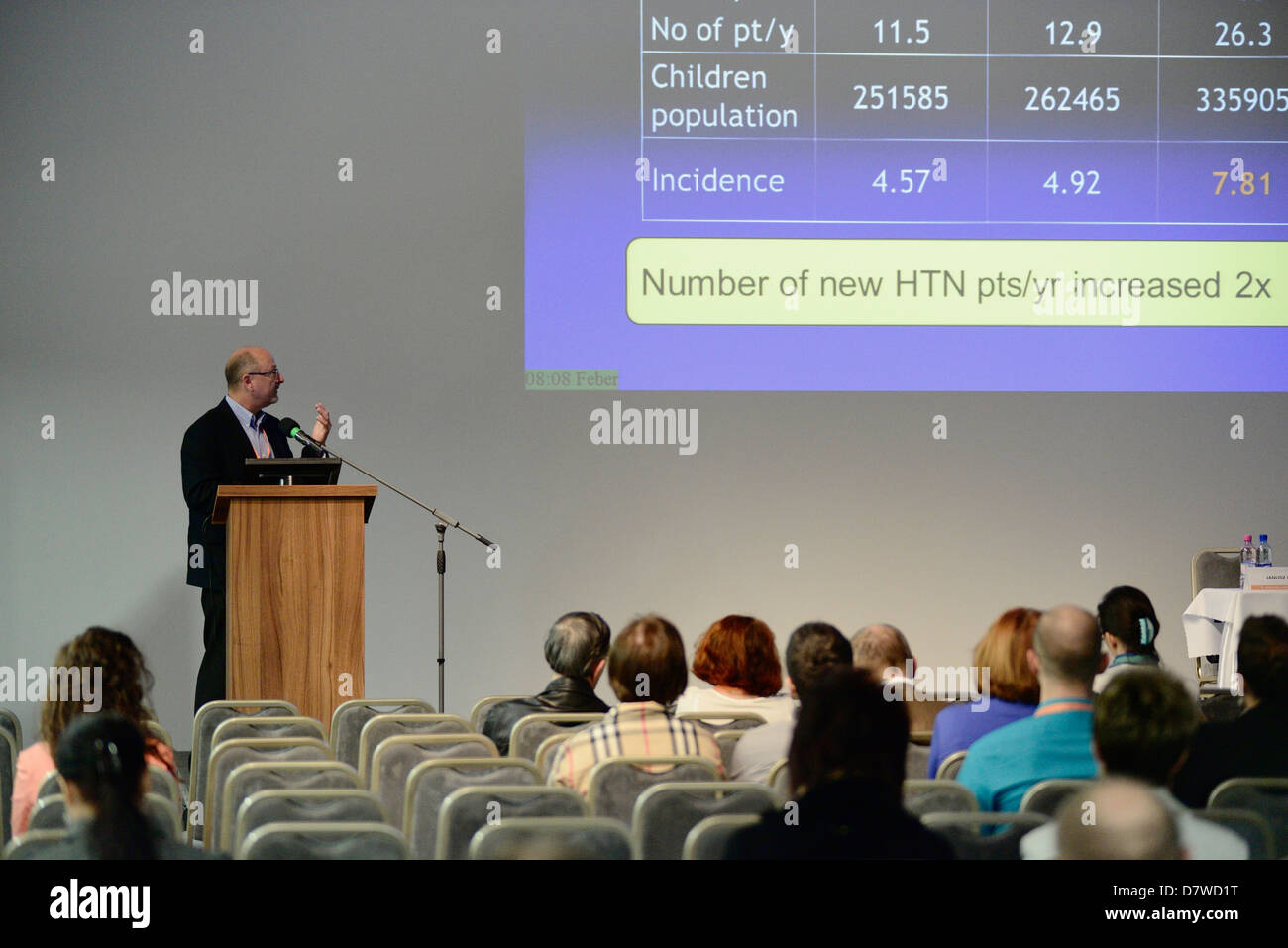 A man giving a lecture in front of the audience Stock Photo - Alamy