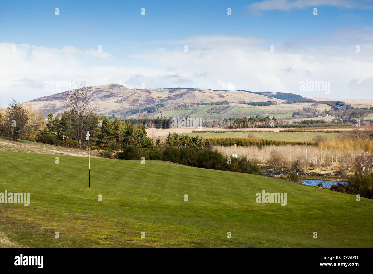 Gleneagles golf course looking across at the Orchil Hills. Scotland UK ...