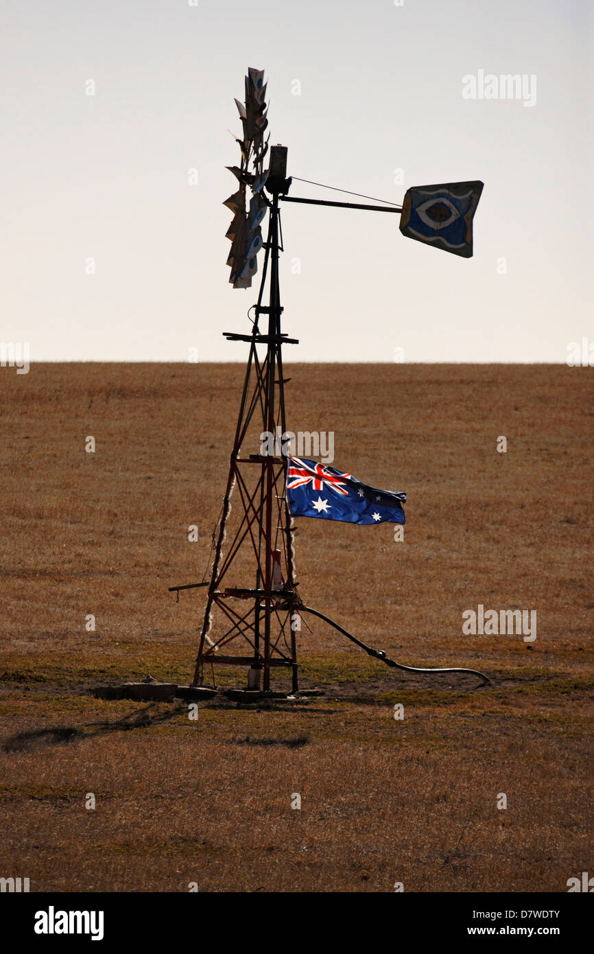 Water windmill with Australian flag Stock Photo - Alamy