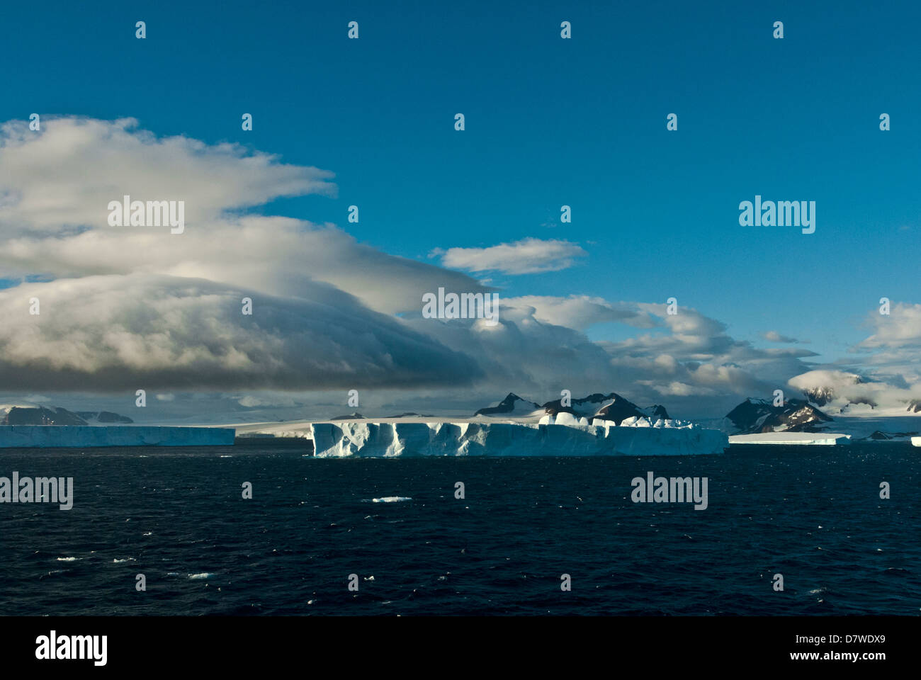 Antarctic sound Graham Land tabular iceberg continental mountains ...