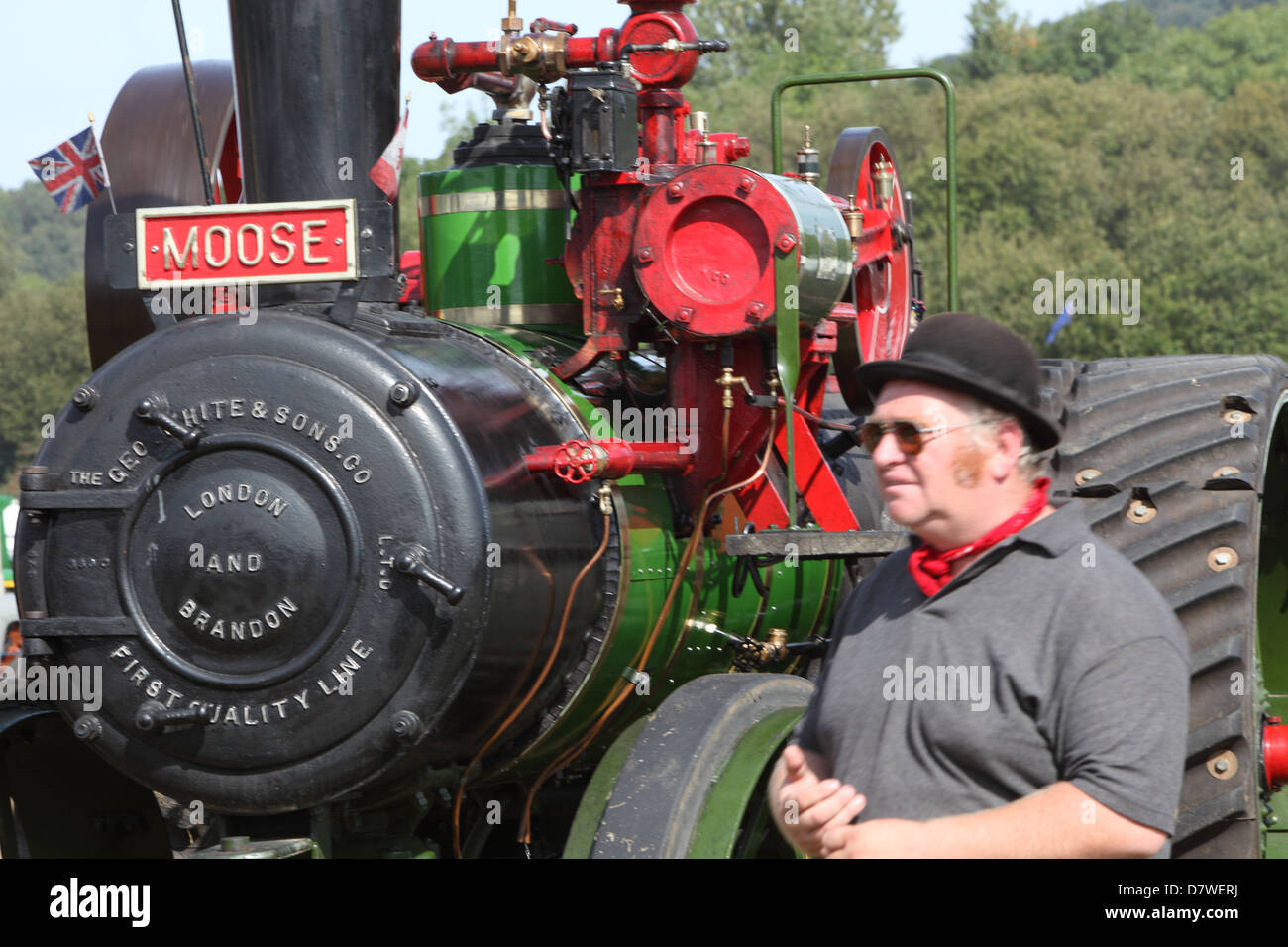 Vintage traction steam engine driver at Cromford Steam Rally,Derbyshire ...