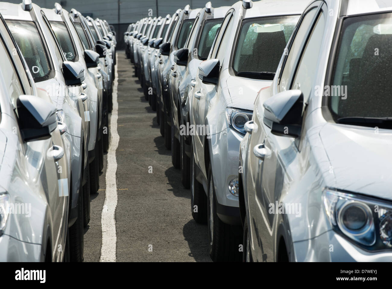 Parking lot full of new pick-up truck Stock Photo - Alamy