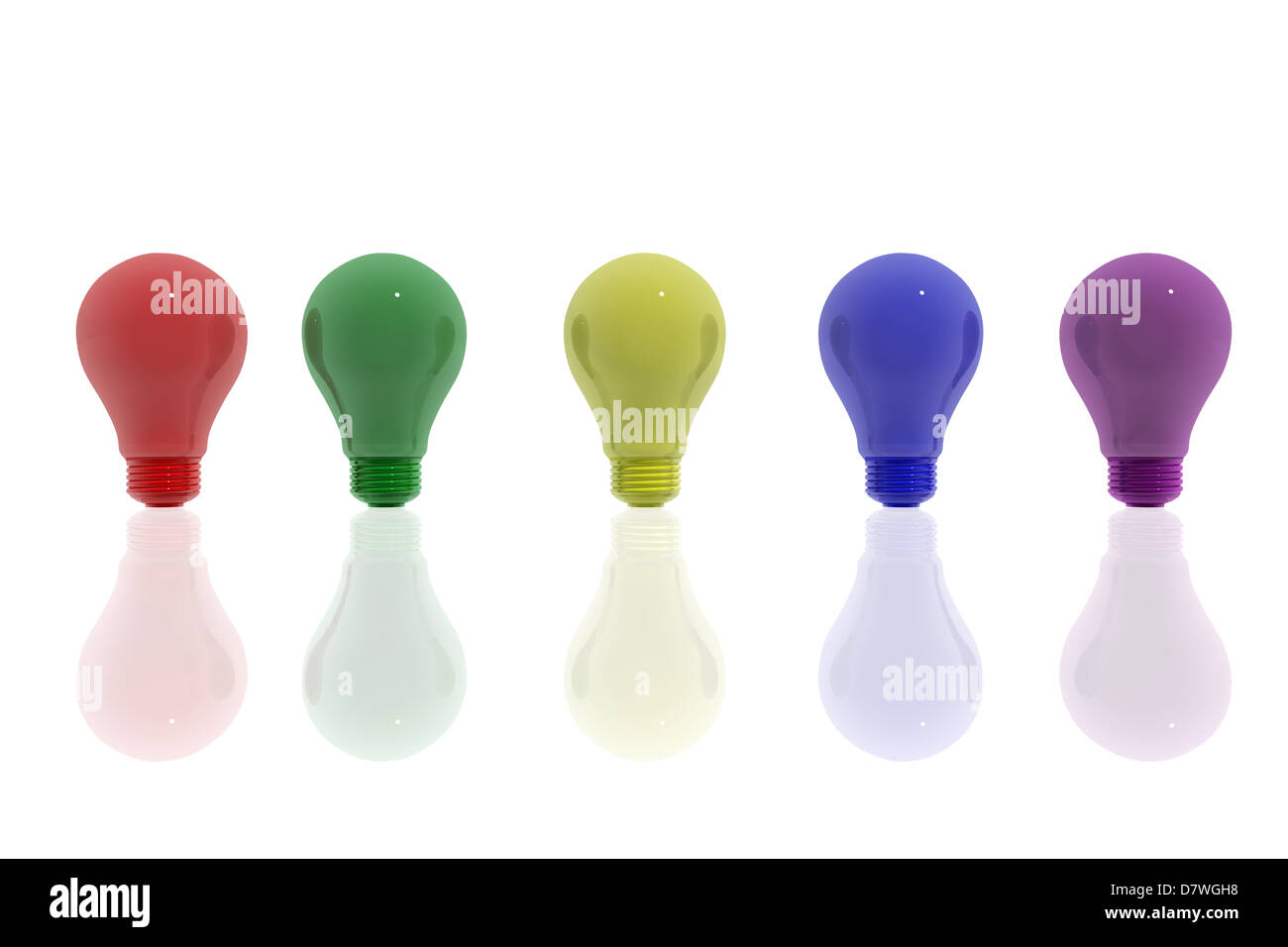Several colorful lightbulbs symbols Stock Photo - Alamy