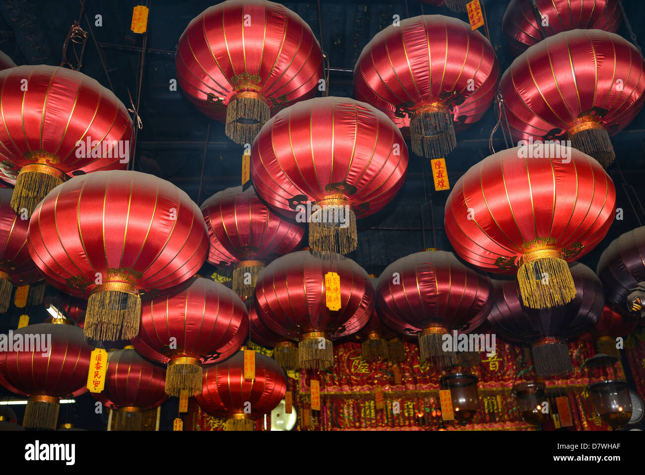 Asia Malaysia Penang Georgetown Lanterns in Kuan Yin Teng Temple Stock ...