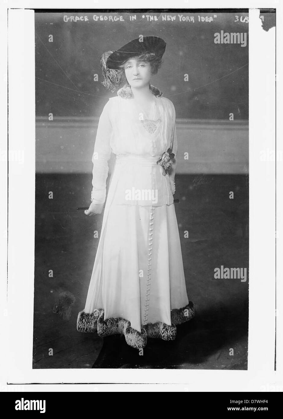 Grace George, an actress, is captured in costume for her Broadway role ...