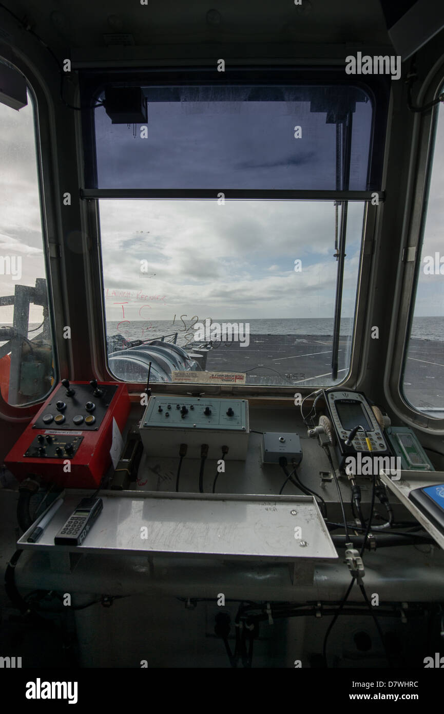 Th Flight Deck - looking through the Flight Deck Officers window ...