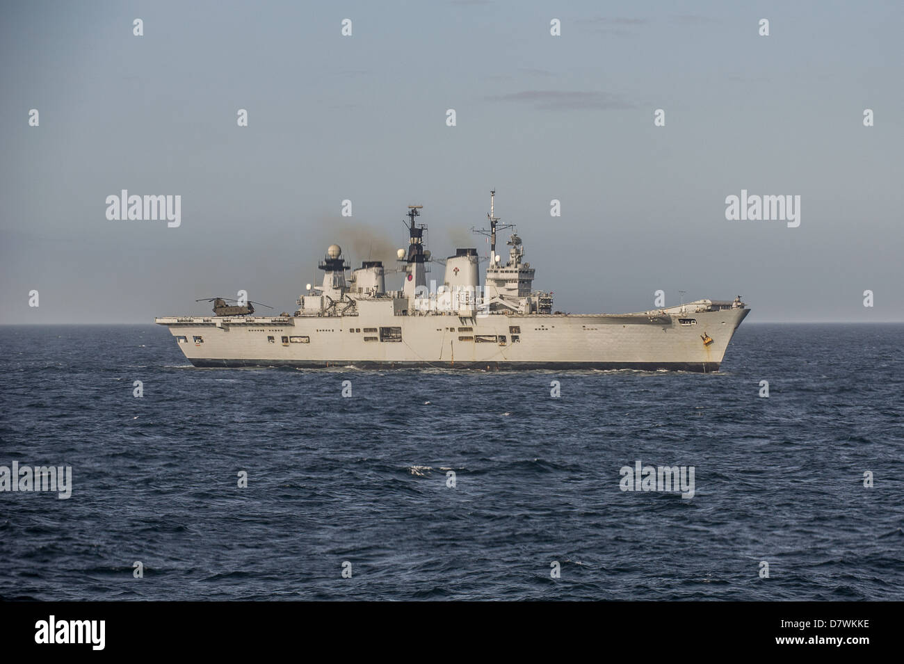 Royal Navy Aircraft Carrier HMS Illustrious R06 at sea seen from Type ...