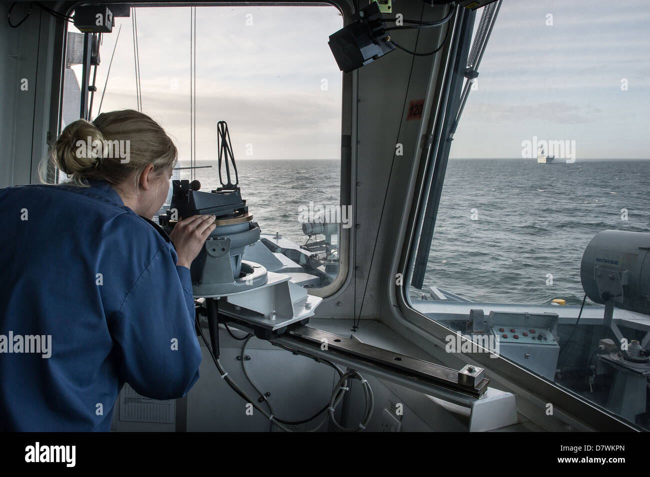 Bridge activity onboard Royal Navy Type 45 destroyer HMS Diamond D45 ...