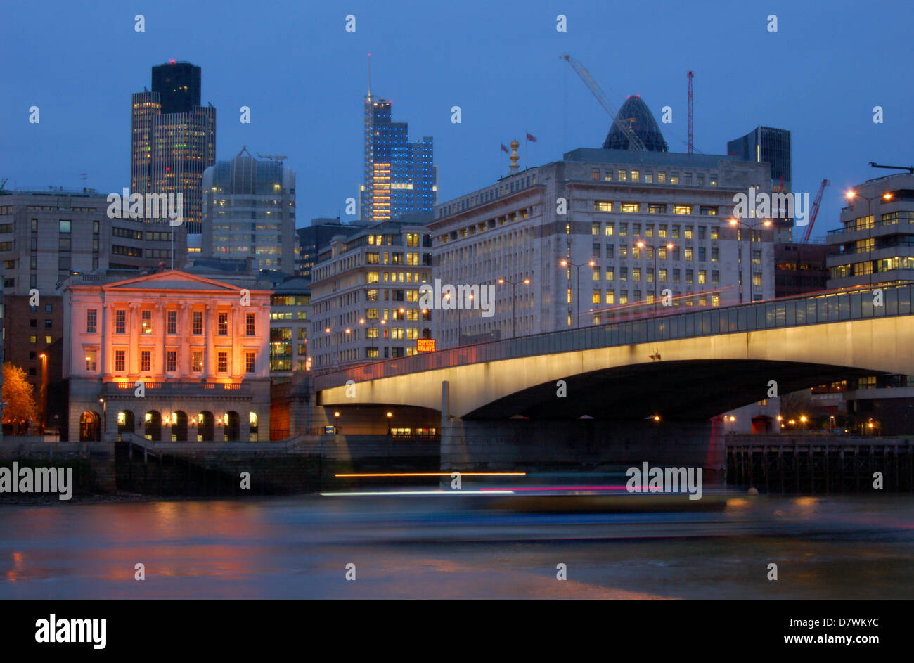 London Bridge and city skyline at dusk Stock Photo - Alamy