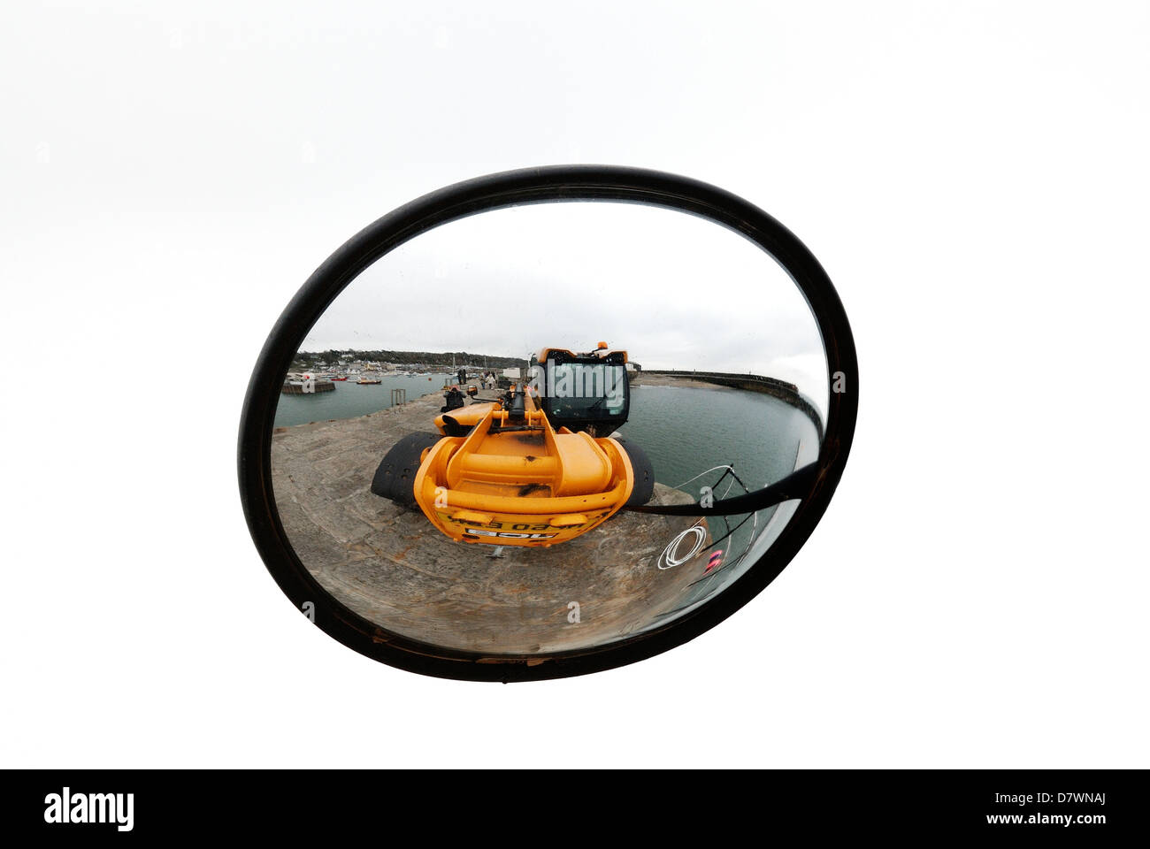 JCB rear view mirror reflection arm digitally removed Stock Photo - Alamy
