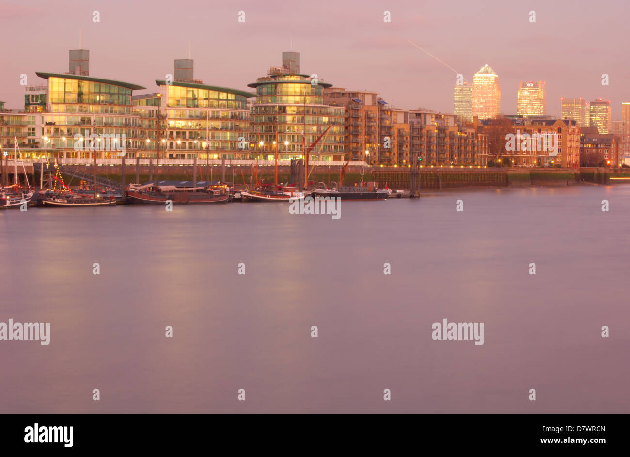 Docklands skyline at dusk, London, England Stock Photo - Alamy