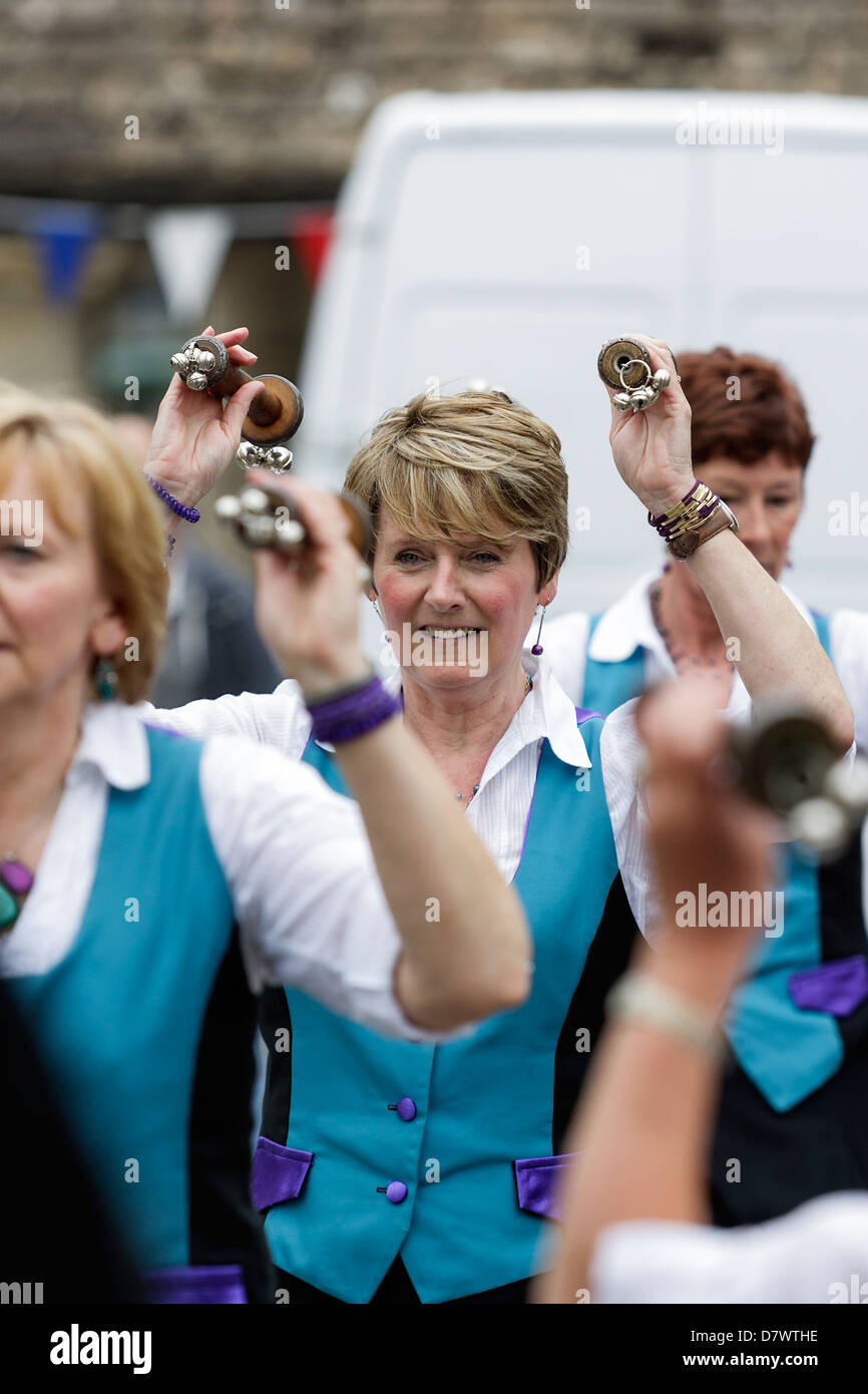 Female Morris dancers perform on the opening day of the 2012 Folk ...